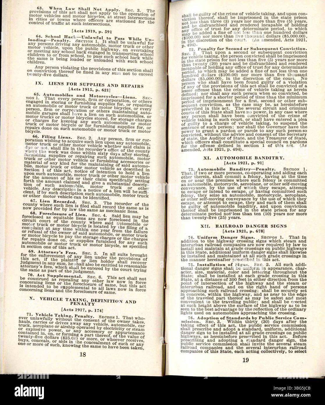 This portion of the 1921 motor vehicle and highway laws for Indiana ...