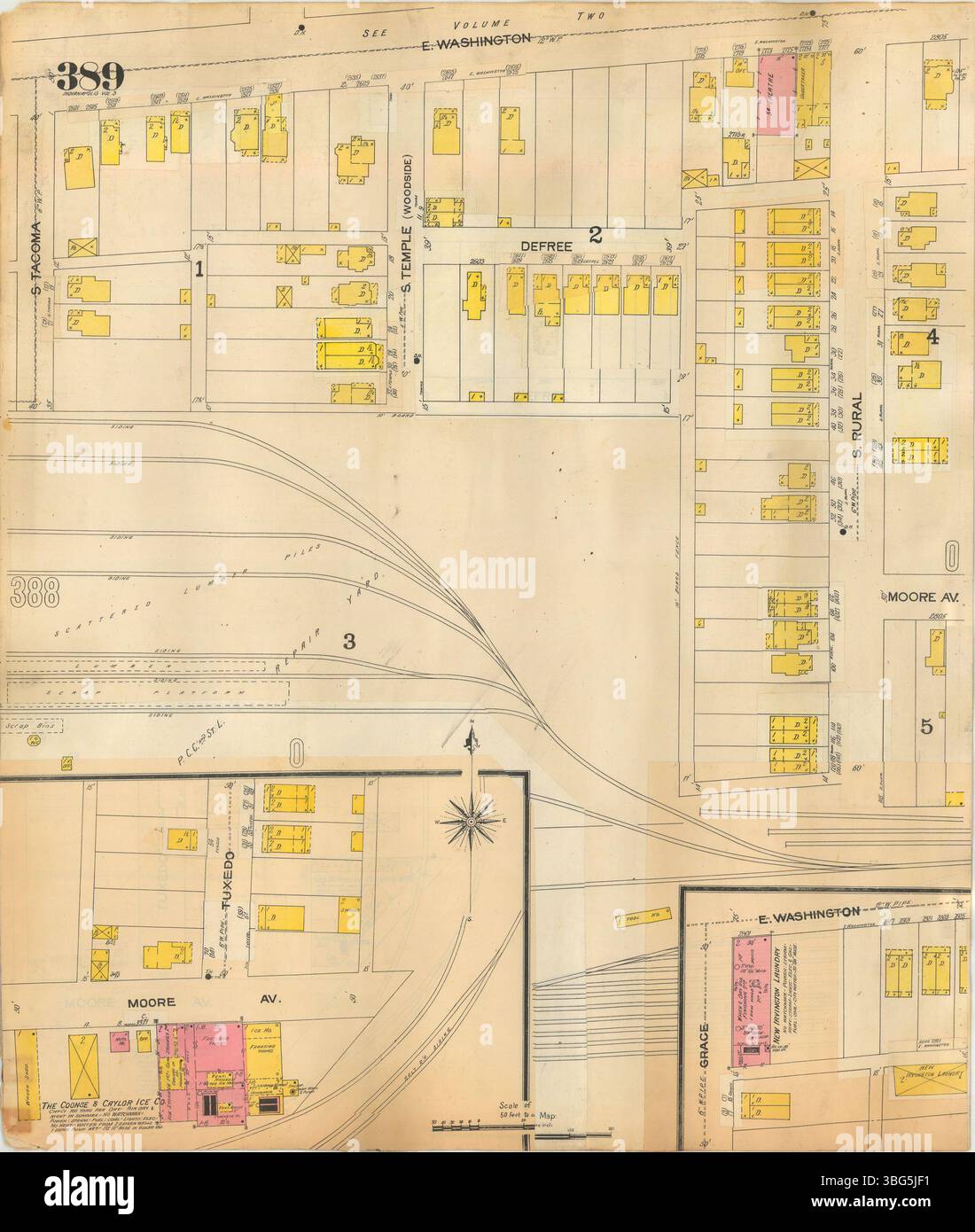 Sanborn map #389 of Indianapolis, dated 1898, illustrates the urban ...