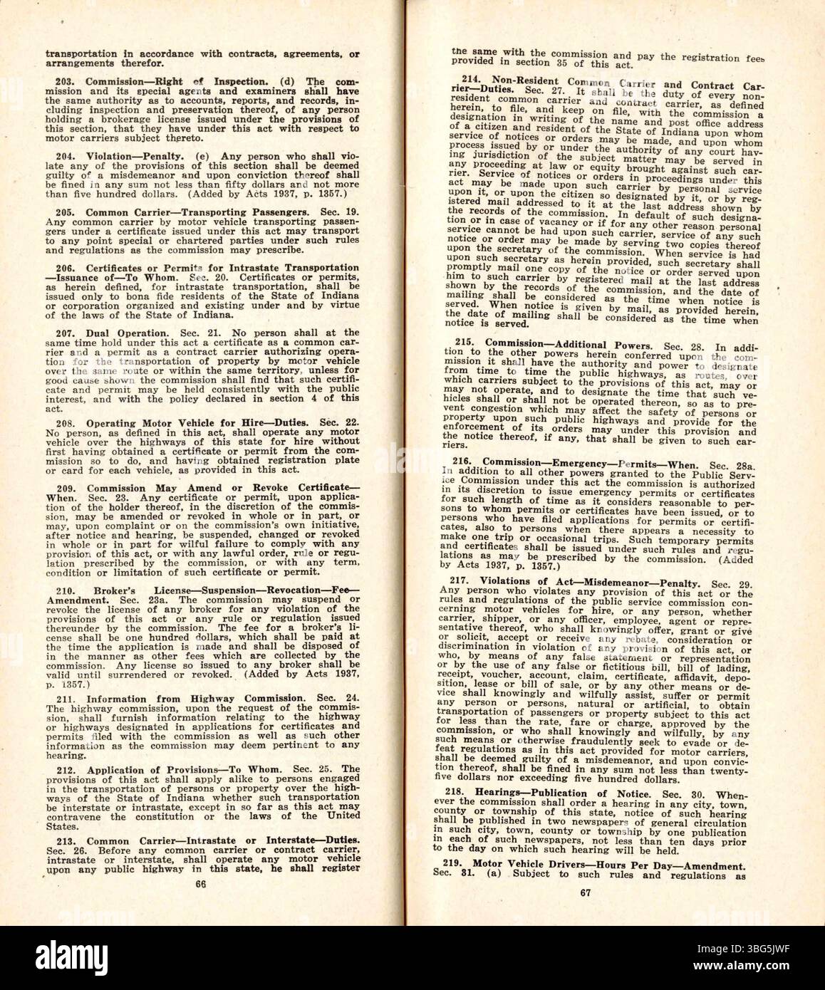 The 1937 Indiana motor vehicle laws document includes licensing rules ...