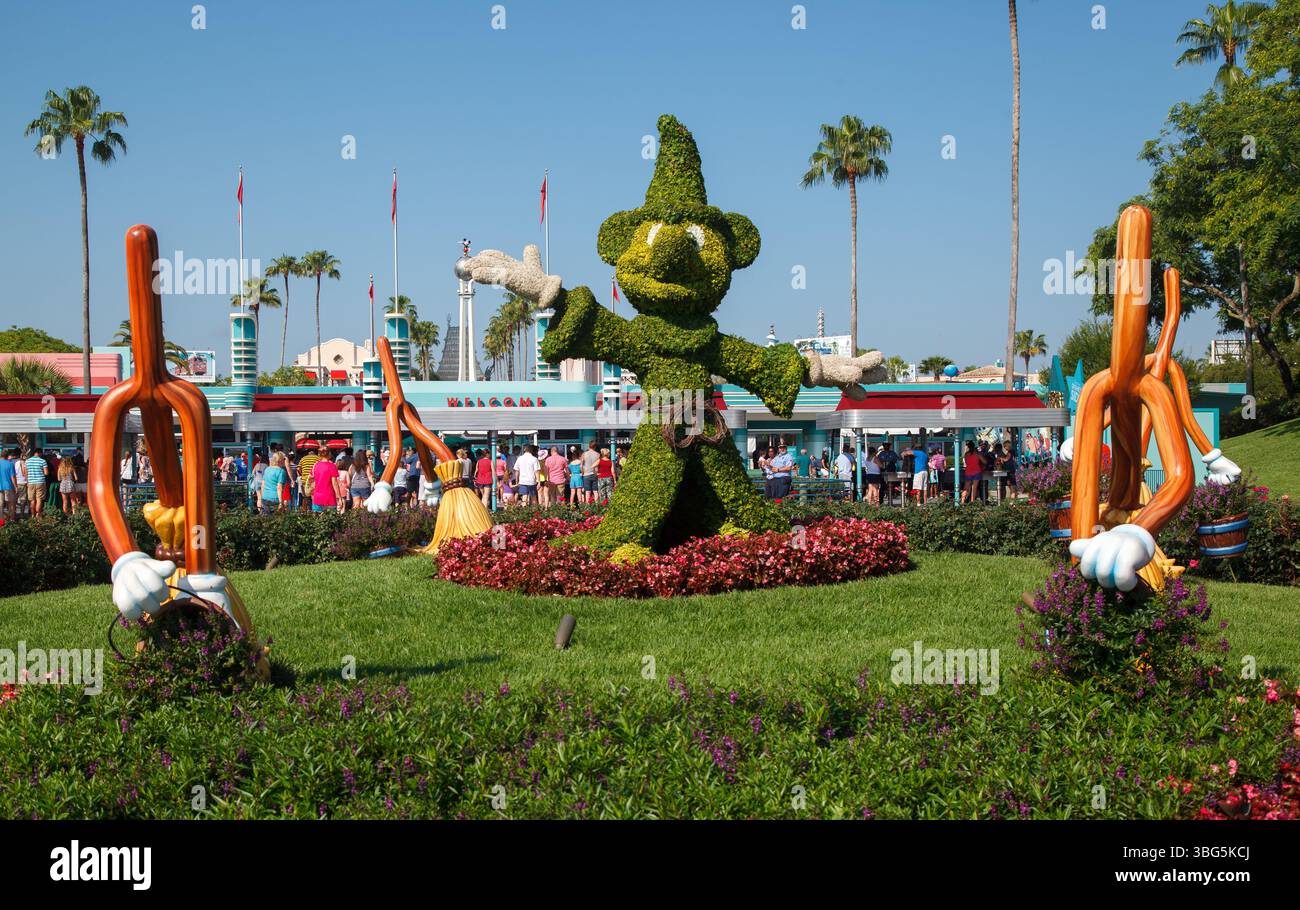 The Mickey Mouse fantasy with the dancing brooms, topiar, Hollywood ...