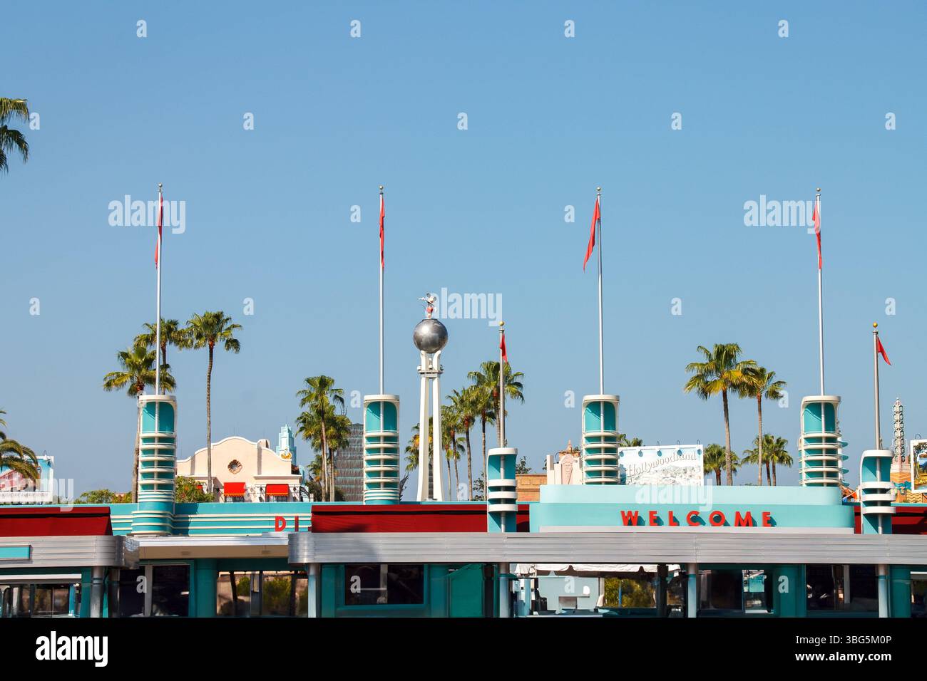 The Disney Hollywood Studios amusement park entrance gate, Disney World ...