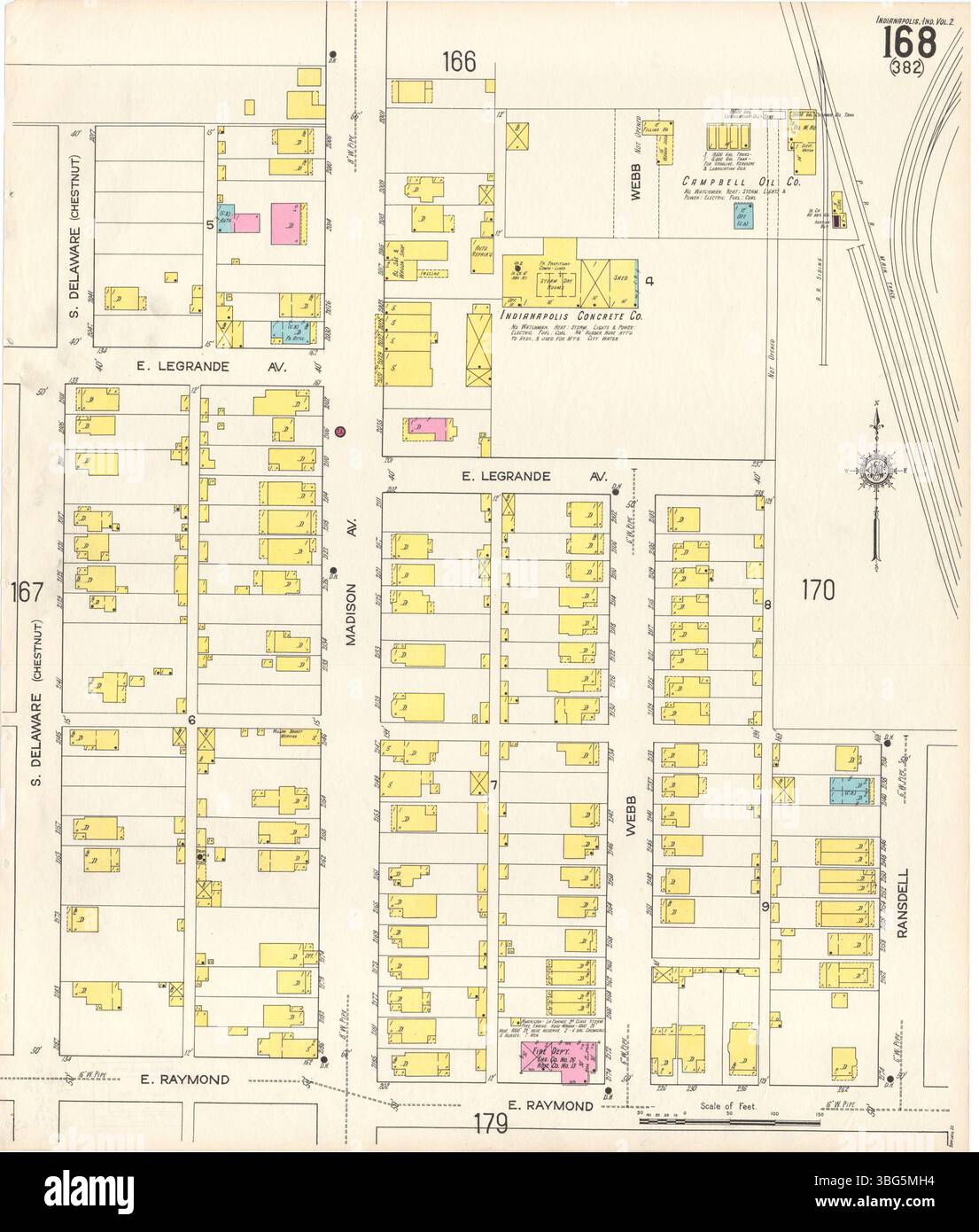 Sheet 168 of the 1915 Sanborn Map of Indianapolis provides structural ...