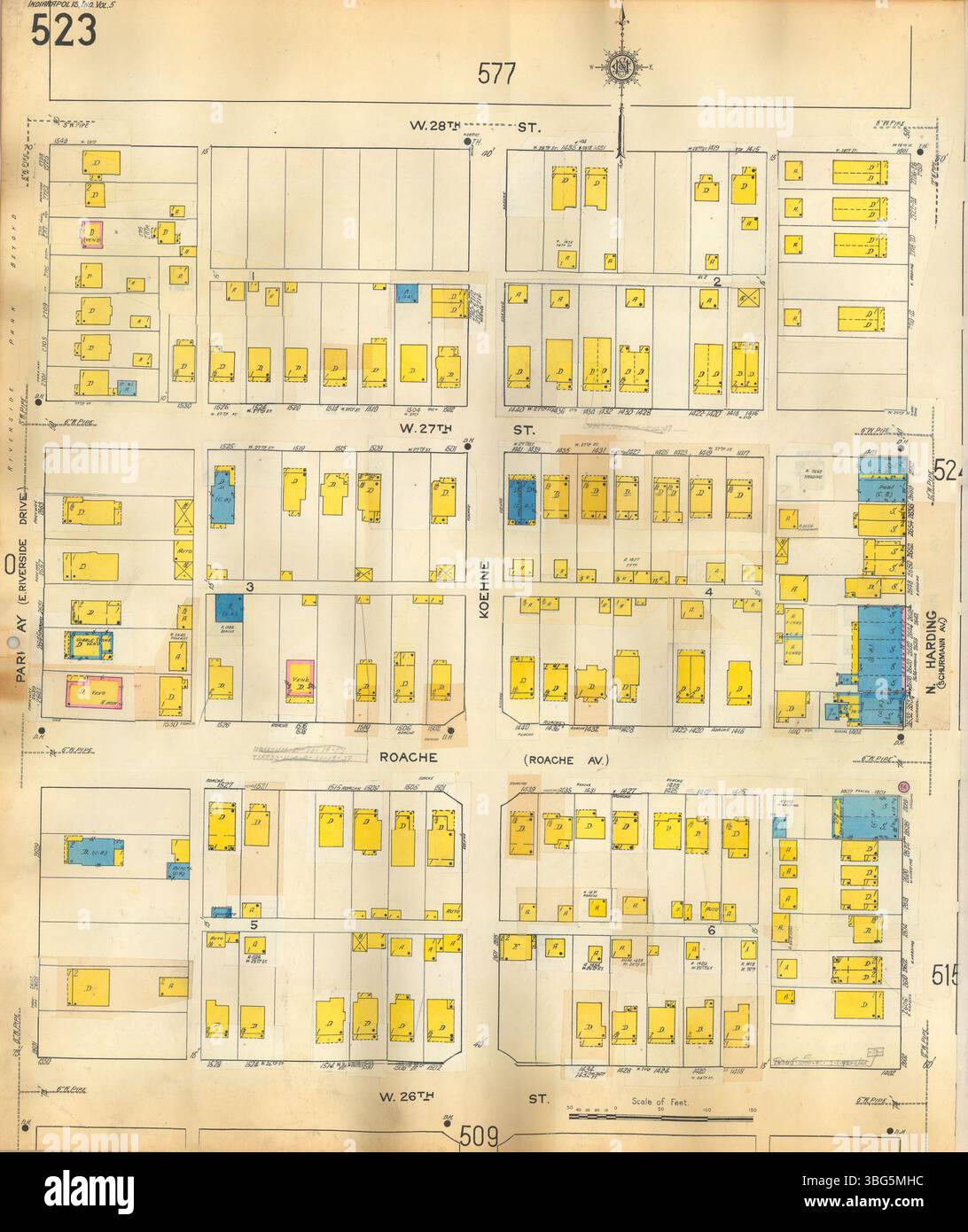 Sheet 523 of the 1938 Sanborn Fire Insurance Map includes structure ...