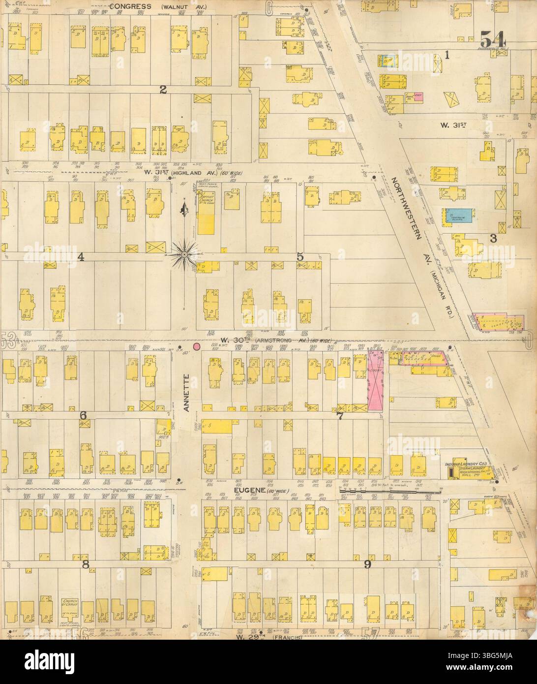 The 1898 Sanborn Map of Indianapolis, Map #54, reveals the city's ...