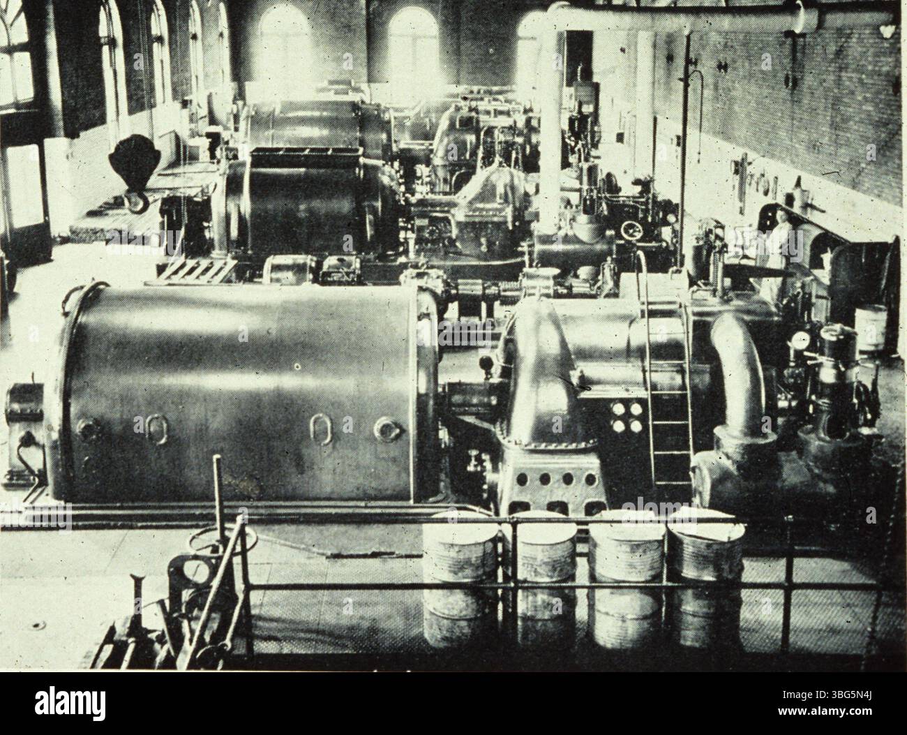Photograph from 1906 showing the electric generating equipment at the ...