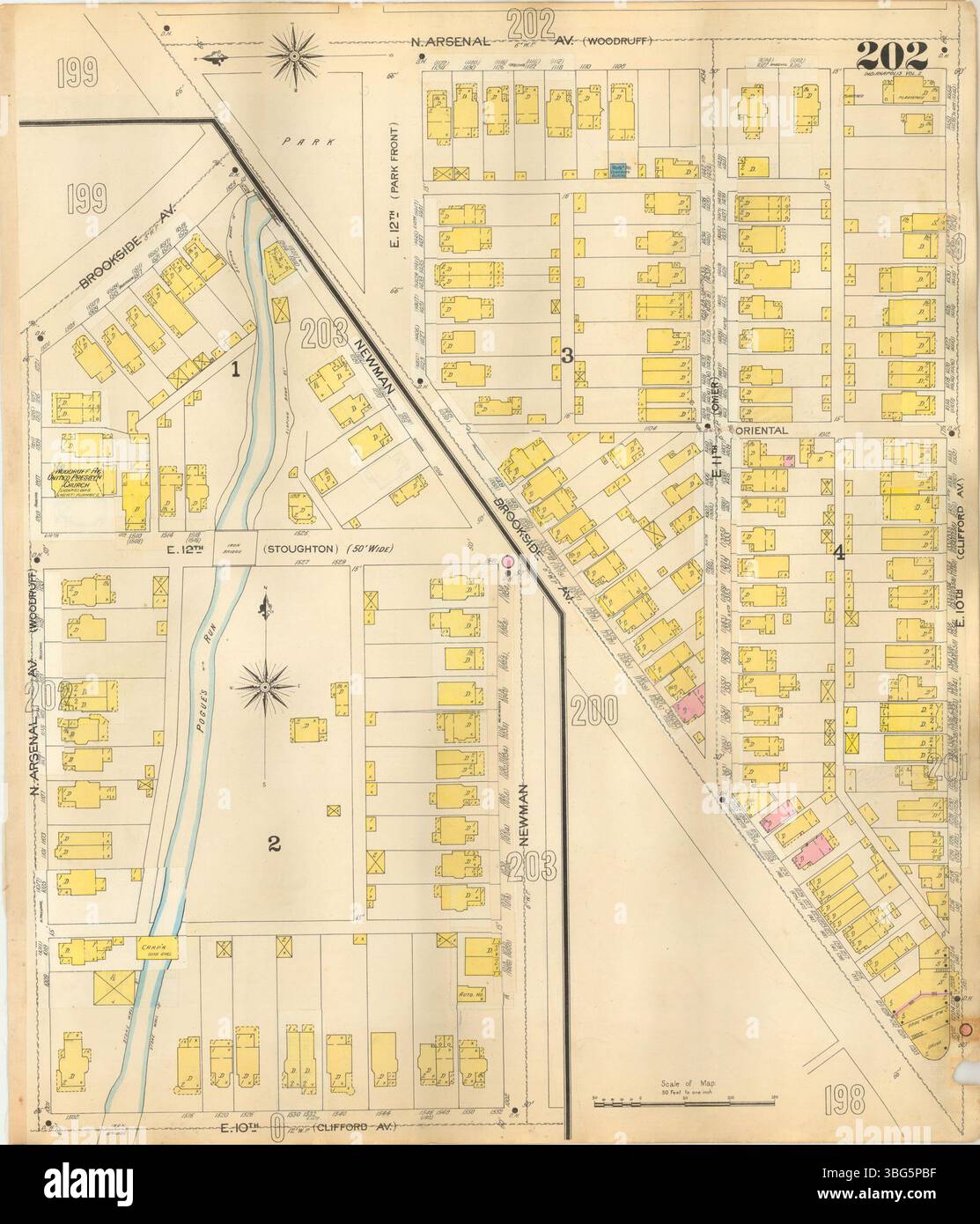 Sanborn Map #202, 1898, depicts detailed urban layouts of Indianapolis ...