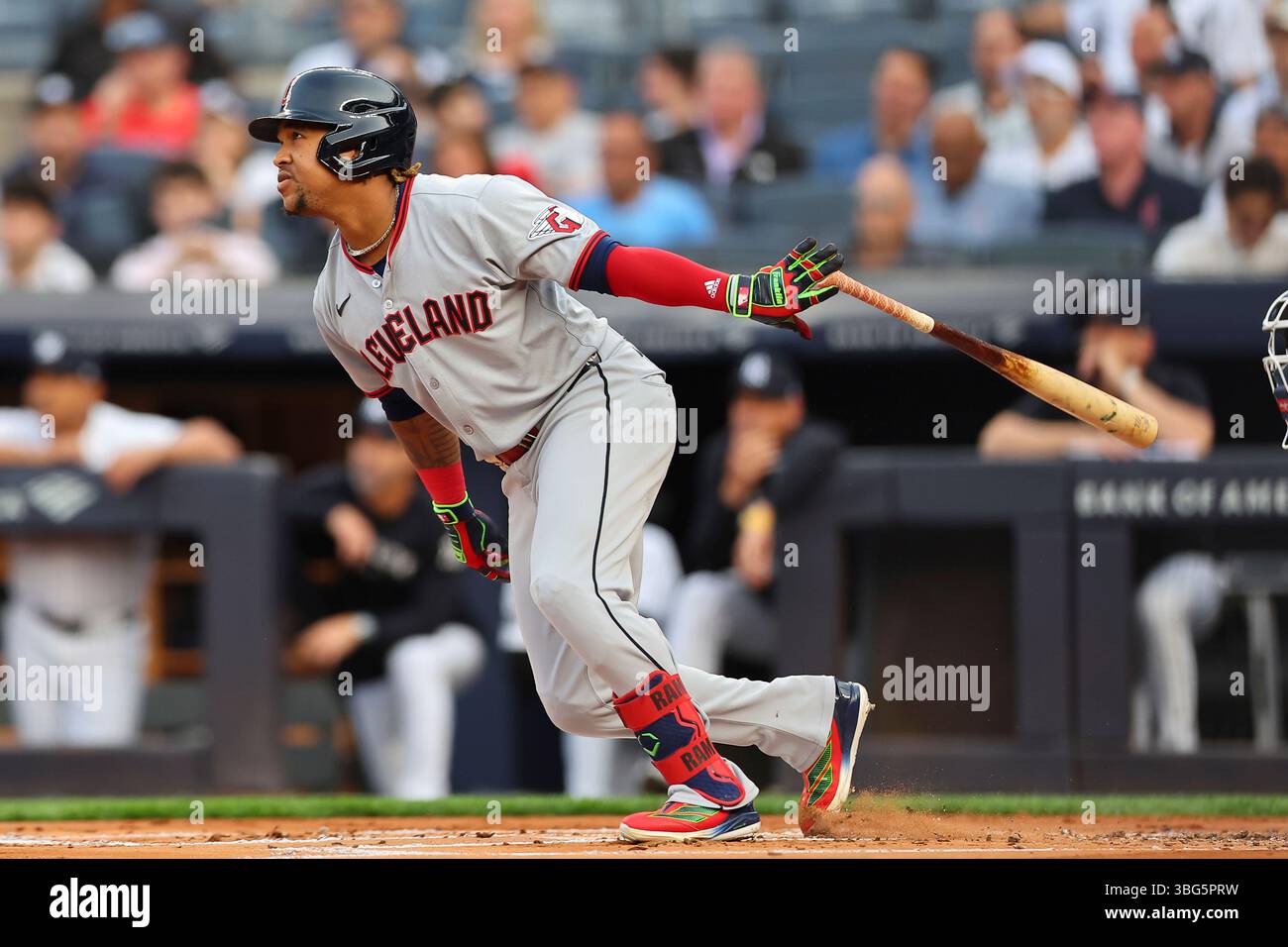 BRONX, NY - JUNE 03: José Ramírez #11 of the Cleveland Guardians at bat ...