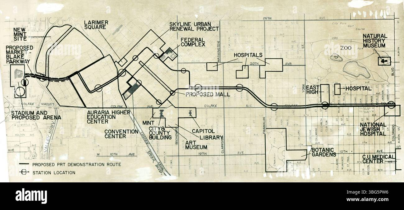 This map, created in 1972, depicts a proposed demonstration route for a ...