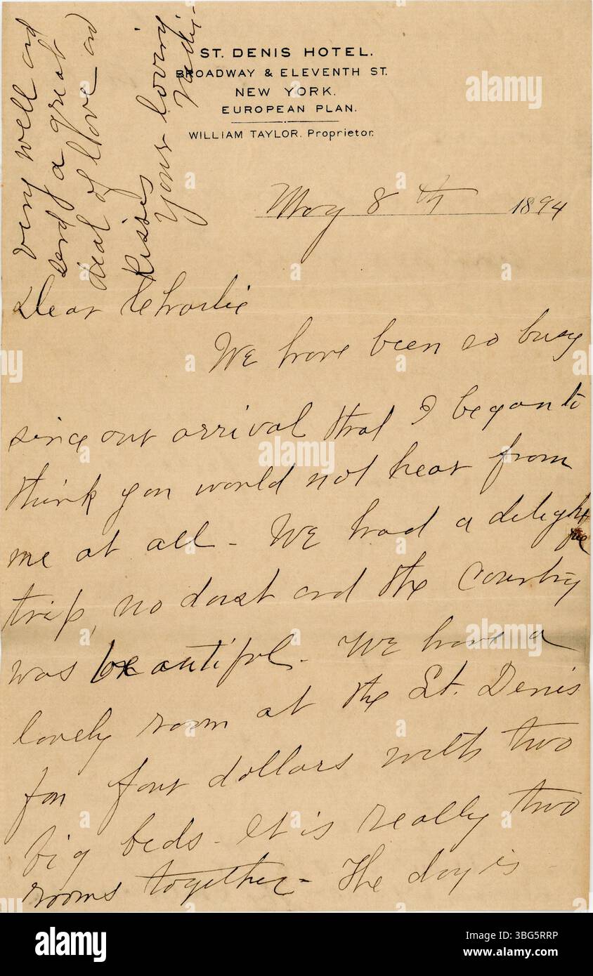 A letter from Ellen Beatty Henderson, written on May 8, 1894, to her ...