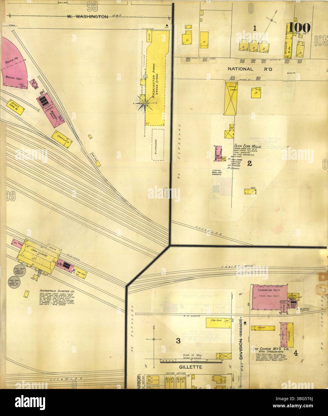 The Indianapolis Sanborn Map #100, created in 1898, shows the city's ...