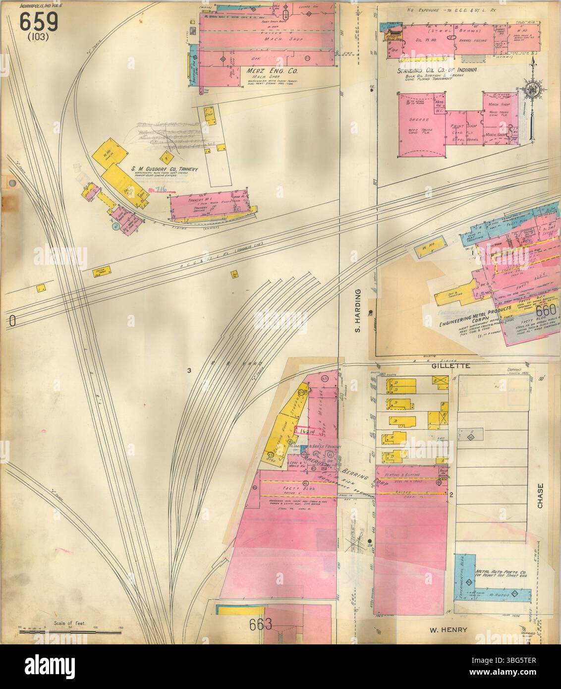 Sanborn Map #659 from Indianapolis, 1936, shows a detailed layout of ...