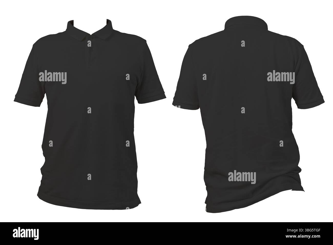Black polo shirt front and back view on white background. Perfect for ...