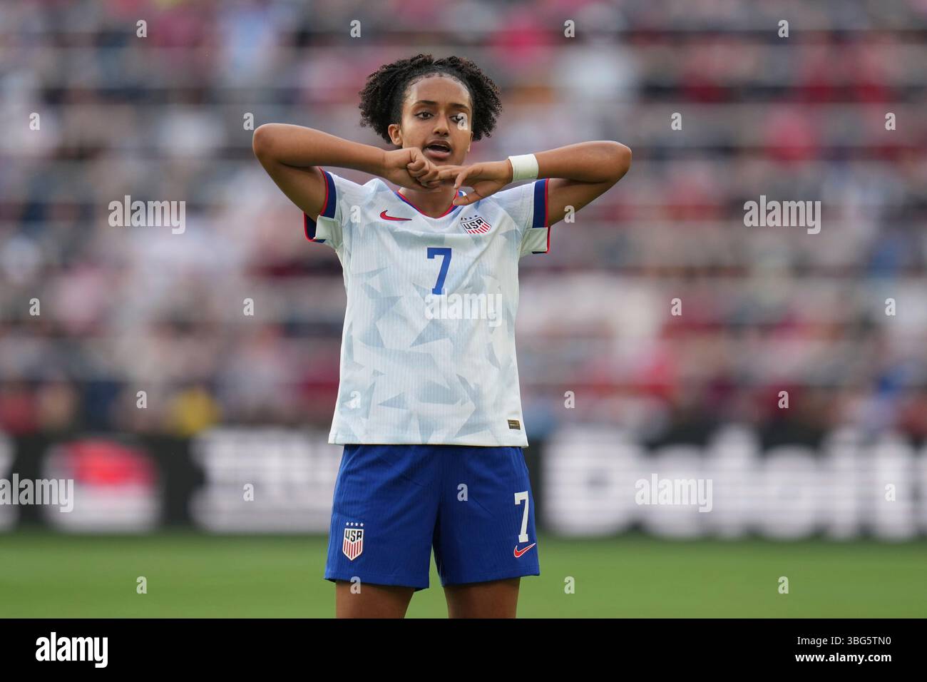 United States' Lily Yohannes pauses during the first half of an ...