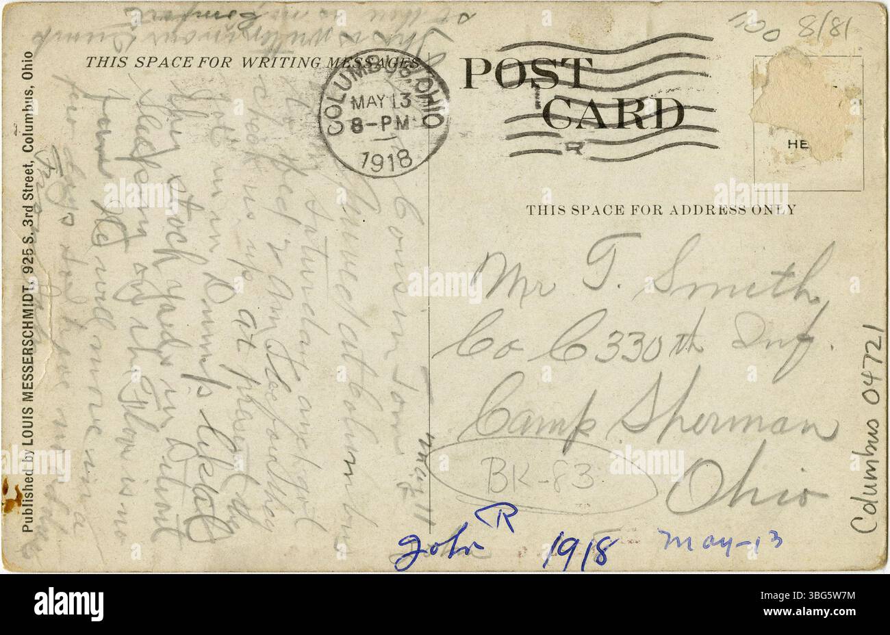 A black and white postcard of the 10th Company quarters at Fort Hayes ...