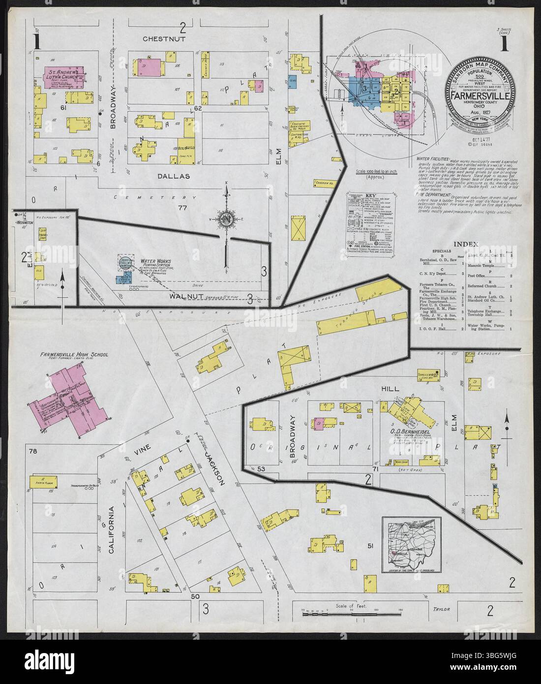 The 1927 Sanborn Map of Farmersville, Montgomery County, Ohio, provides ...