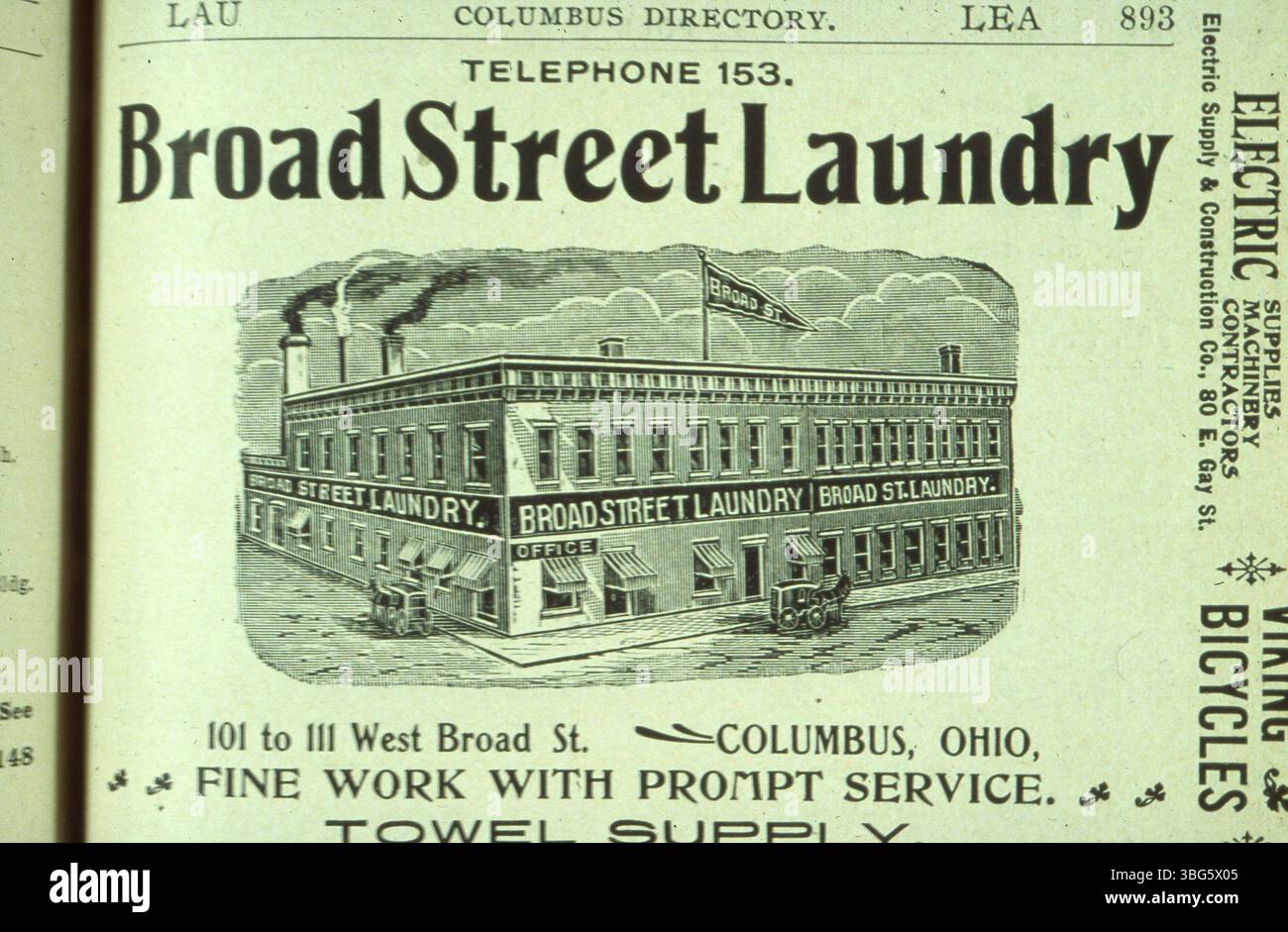 This 1899 illustration depicts the Broad Street Laundry Company ...