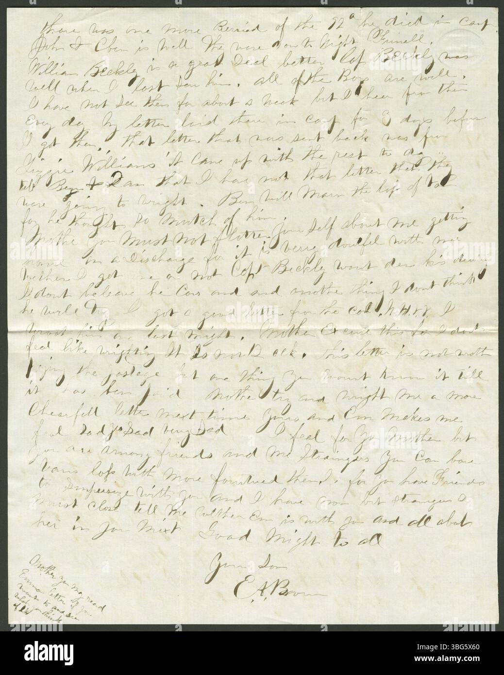 On April 23, 1863, Edwin Brown writes to Almyra Brown, providing a ...
