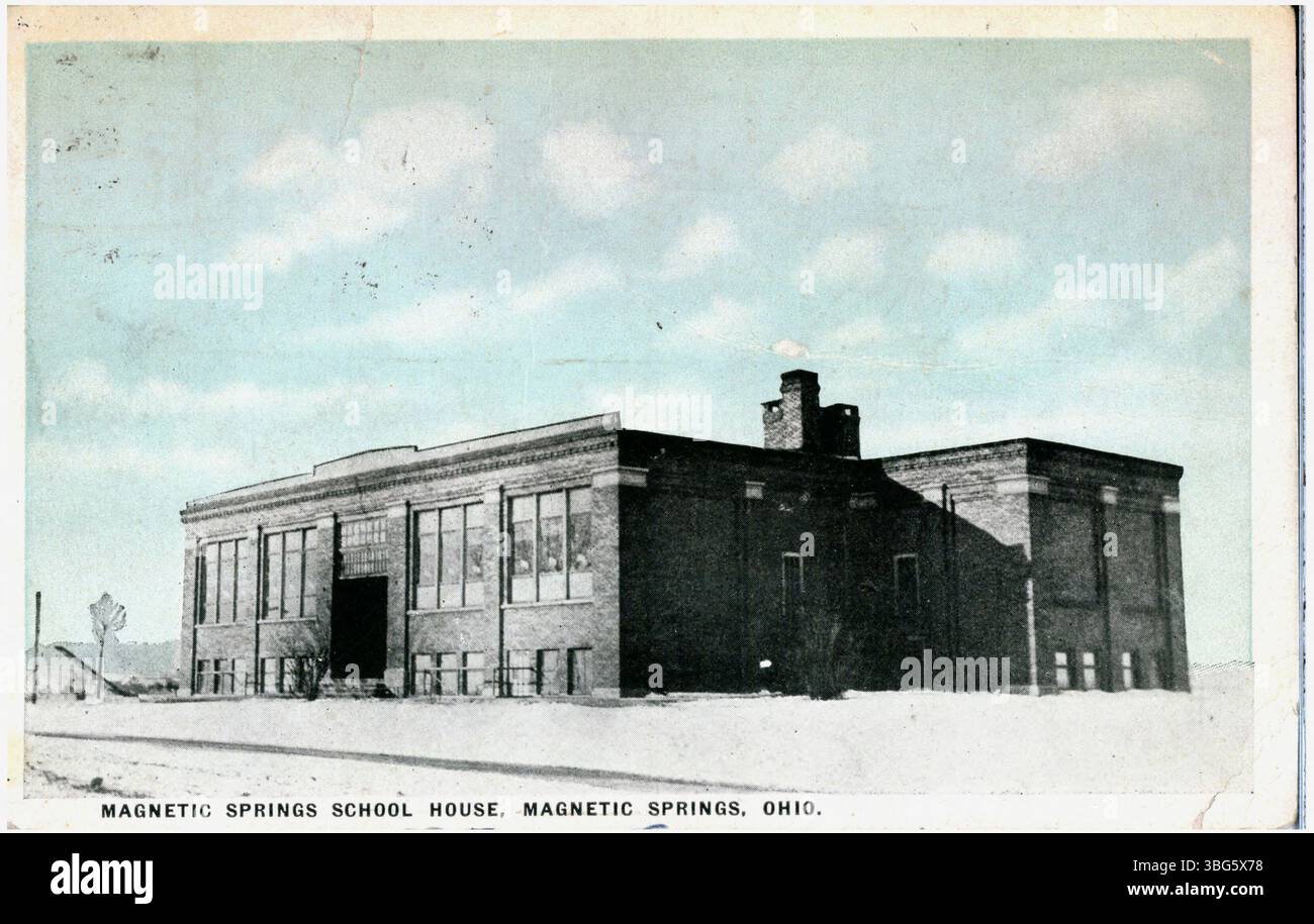 A fading colored print from 1924 depicting the Magnetic Springs School ...
