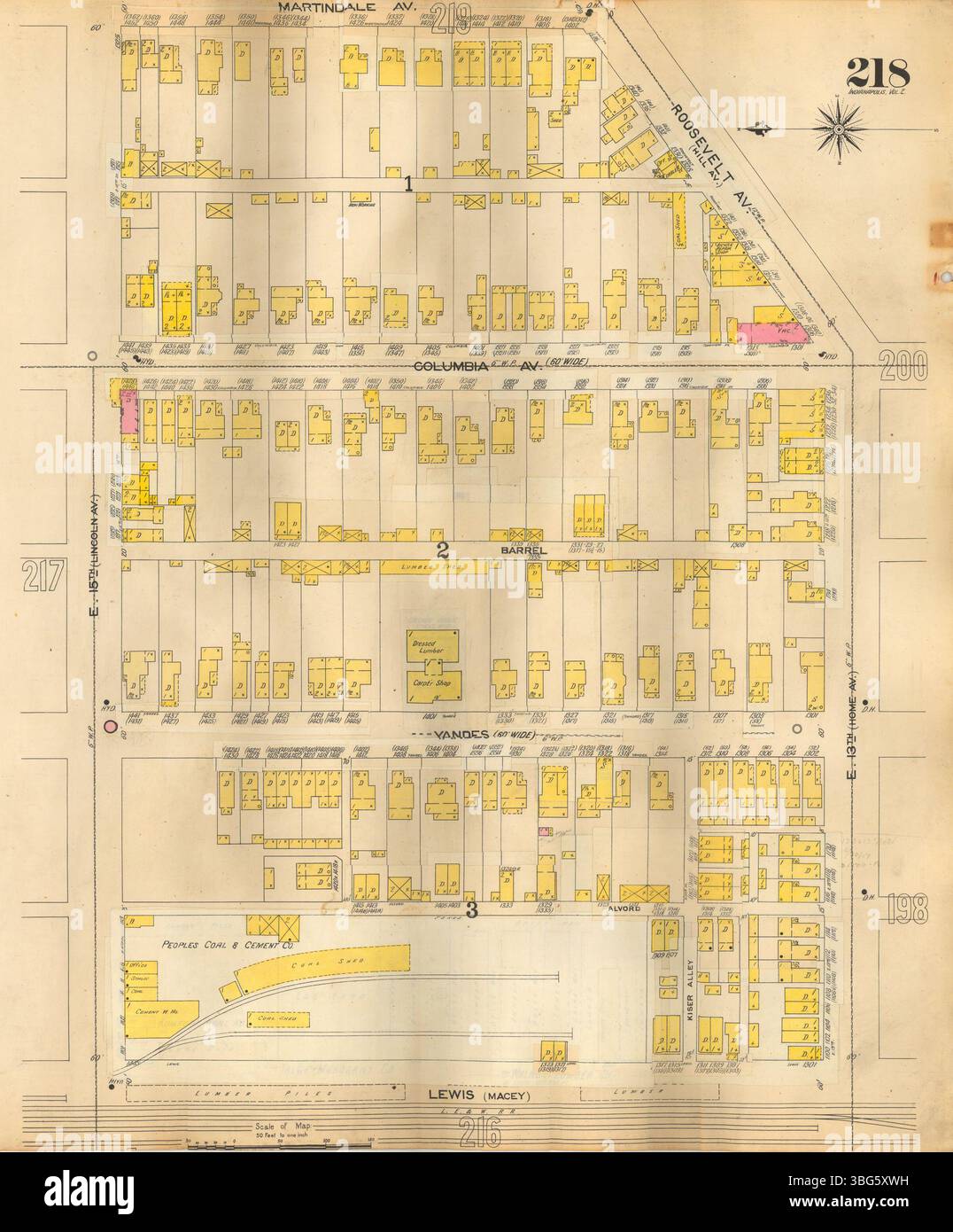 Sanborn Map #218 from Indianapolis in 1898 illustrates the city's ...