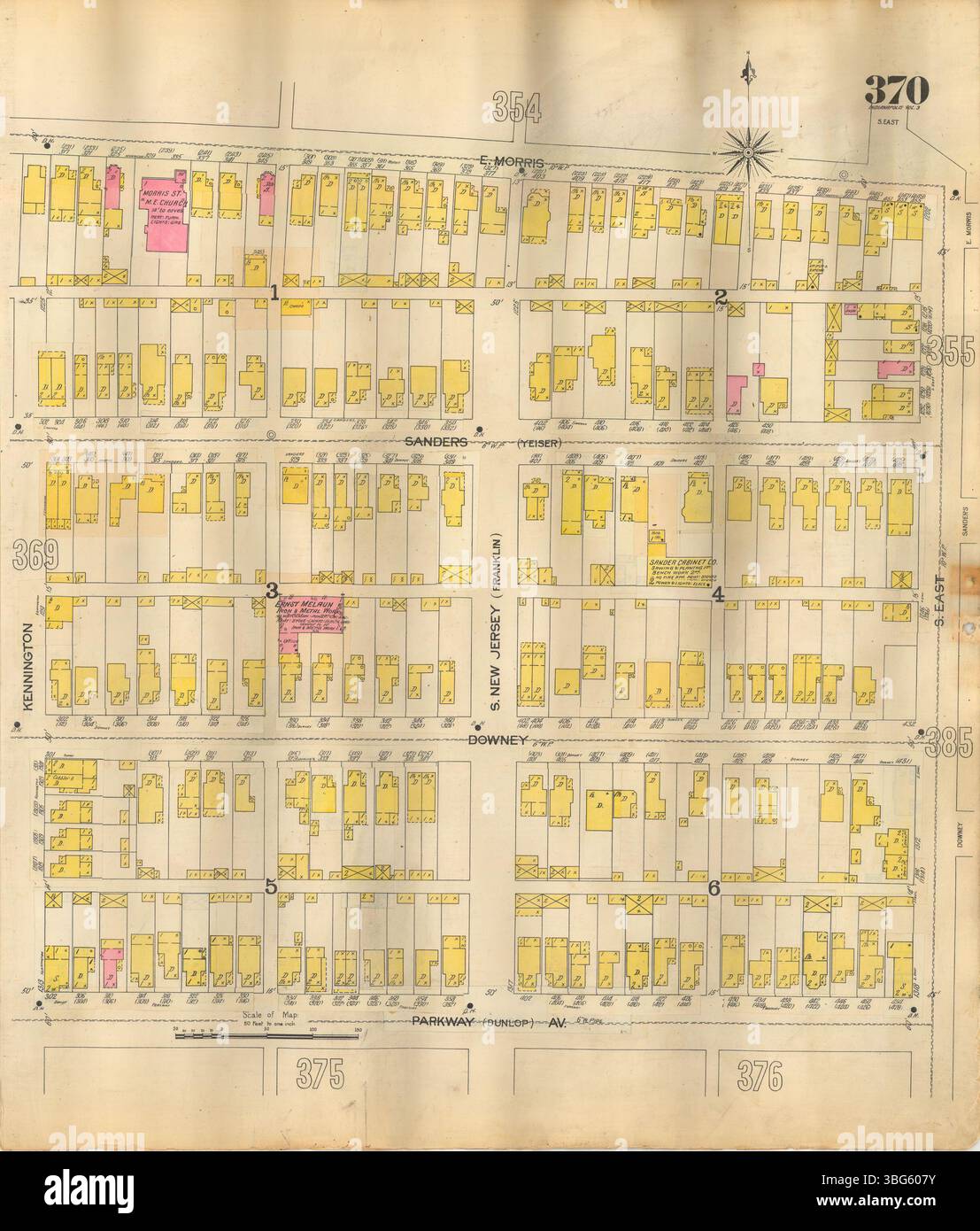 Sanborn Map #370 for Indianapolis, dated 1898, depicts the city's ...