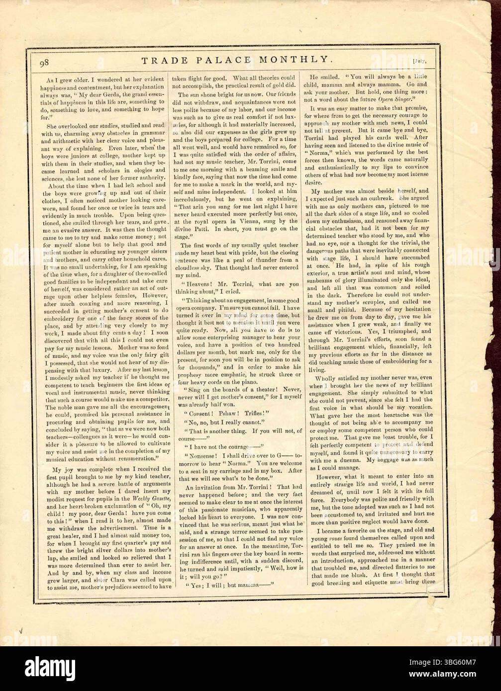 The May to August 1874 issues of Trade Palace Monthly include fashion ...