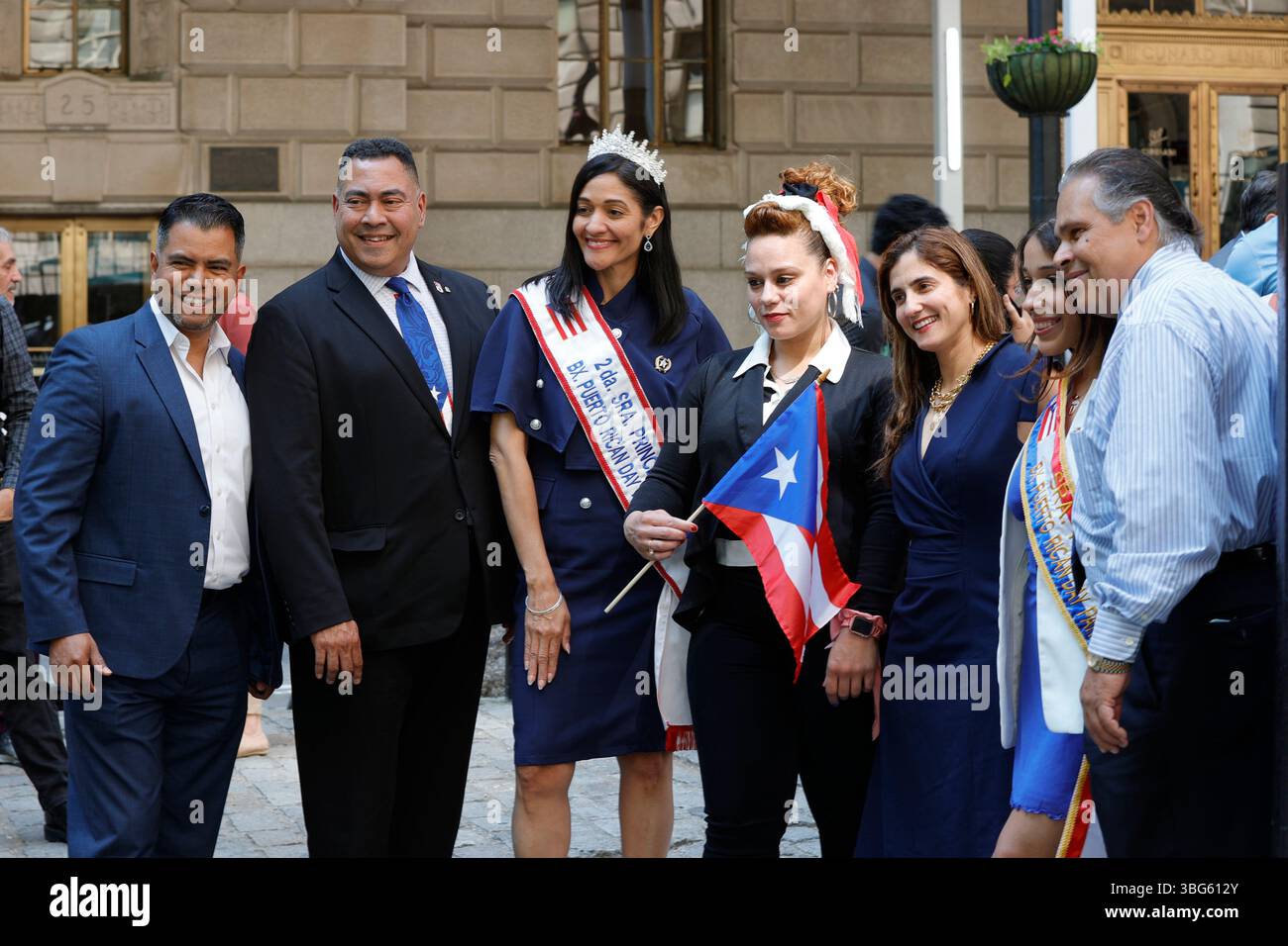 NEW YORK, NY - JUNE 3, 2025: Political and Community Leaders delivers ...