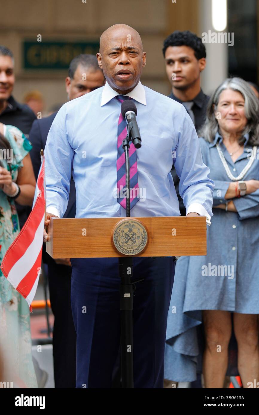 NEW YORK, NY - JUNE 3, 2025: Mayor Eric Adams along with Political and ...