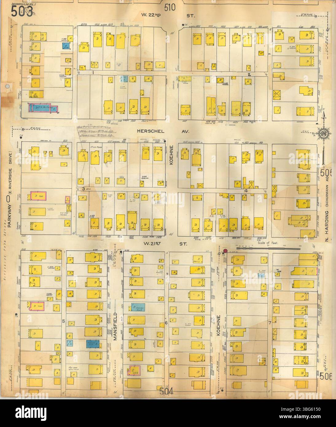 Sanborn Map #503 from 1938 depicts Indianapolis' urban infrastructure ...