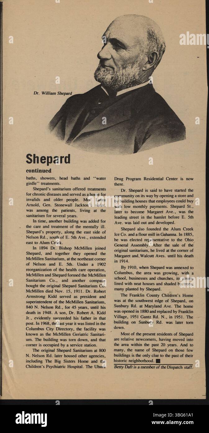 A newspaper article describing the history of the Shepard Neighborhood ...
