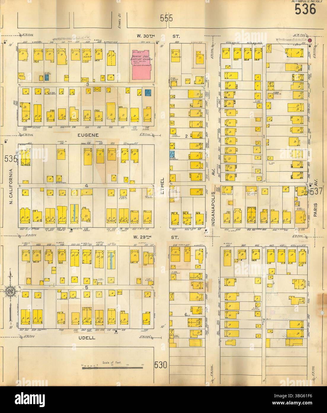 This 1938 Sanborn Map of Indianapolis, identified as Map #536, offers a ...