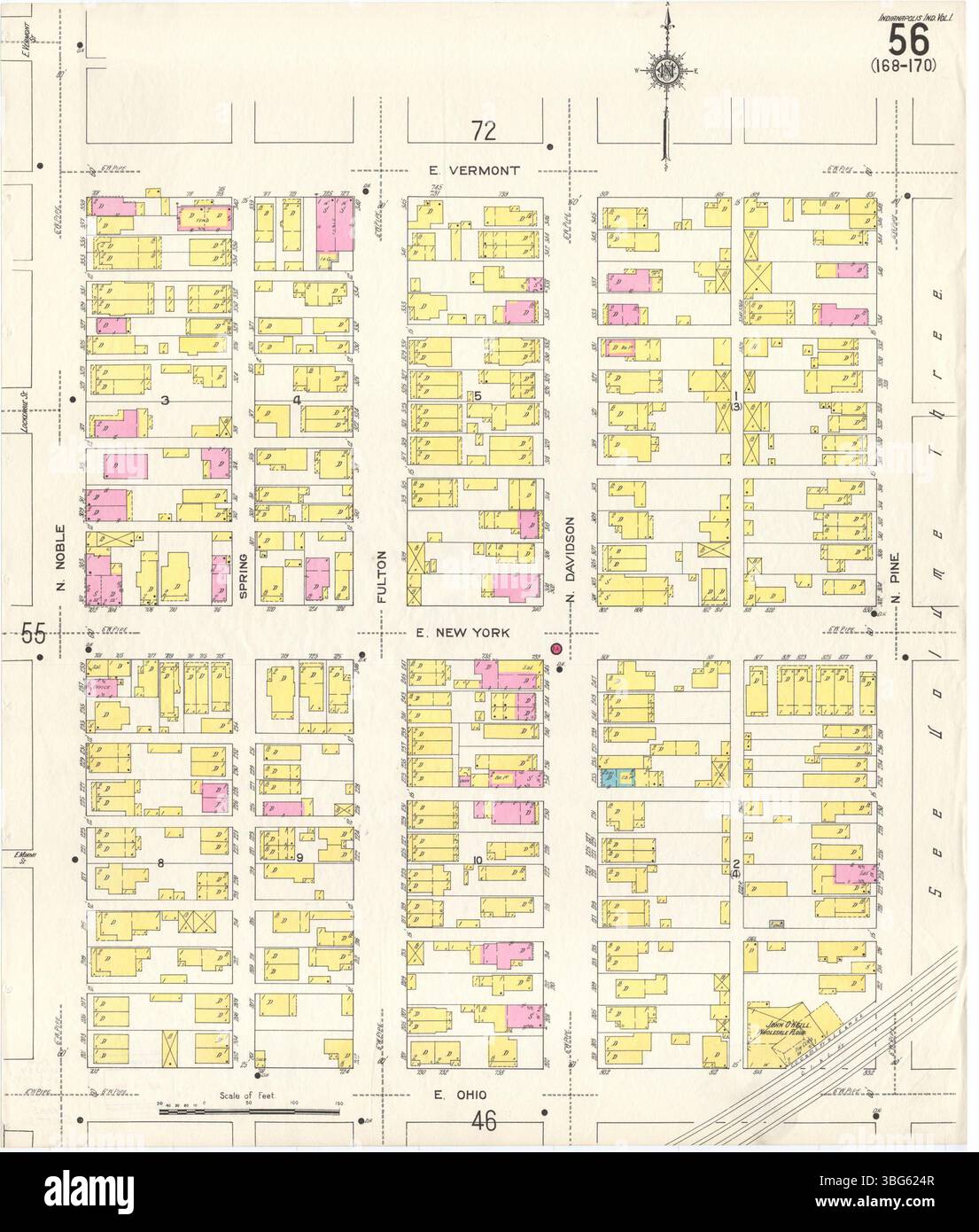 This Sanborn map, produced in 1915, shows the layout of Indianapolis ...