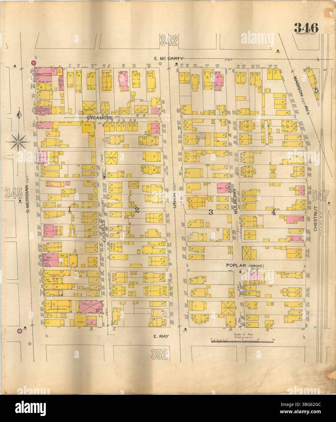 Sanborn Map #346 from 1898 shows detailed urban features of ...