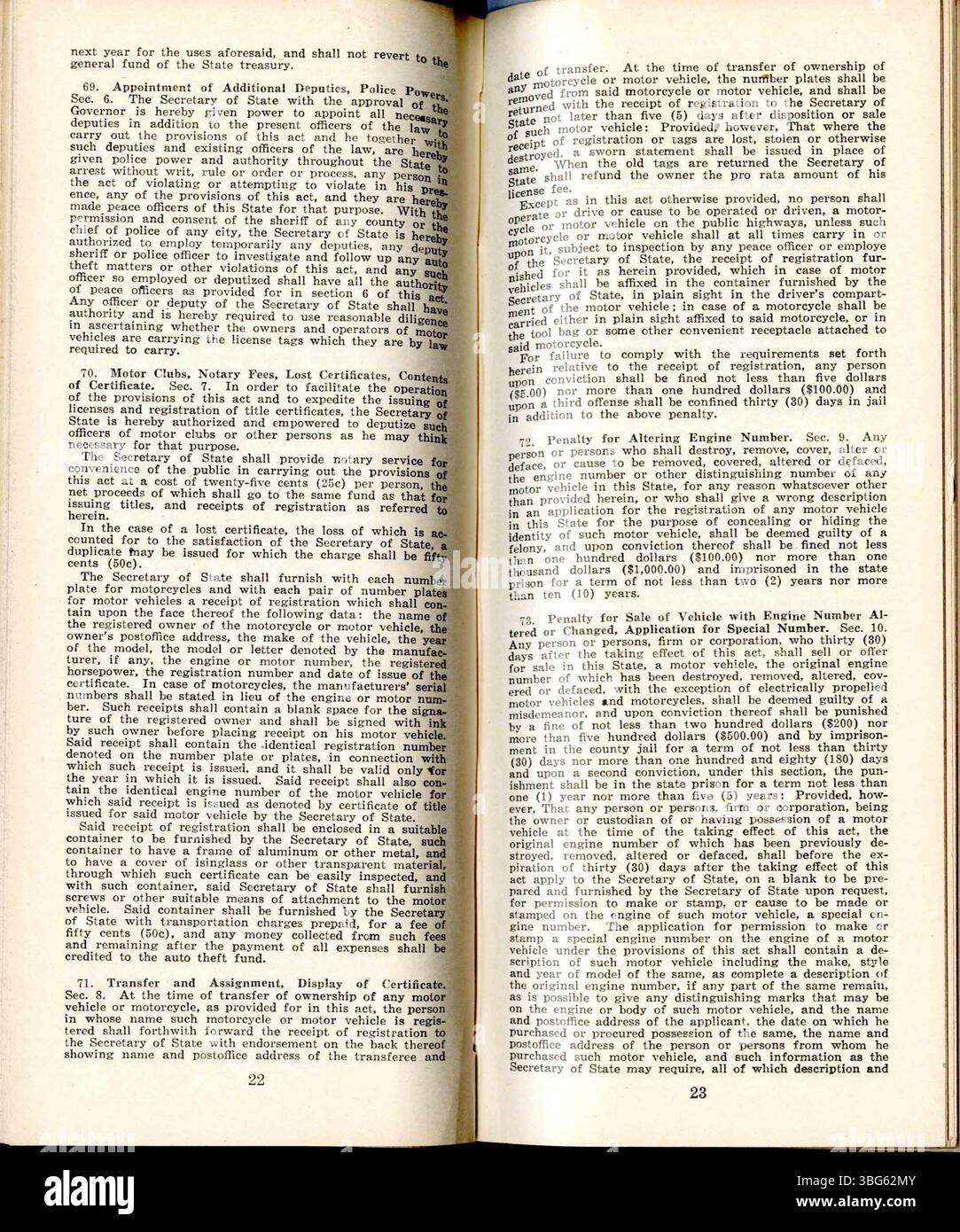 Page 33 outlines Indiana's 1925 motor vehicle and highway regulations ...
