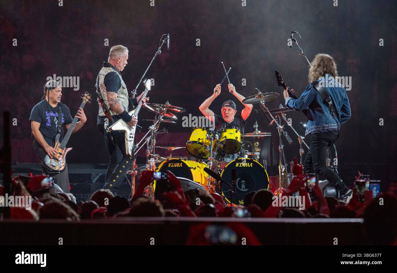 Metallica performs during the M72 World Tour on Tuesday, June 3, 2025 ...