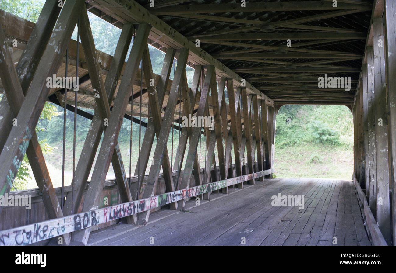 Photograph of an unidentified Howe truss covered bridge in Fairfield ...