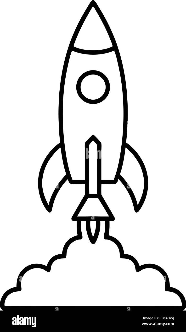 Minimalist Rocket Launch Illustration, Launching Rocket Stock Vector ...