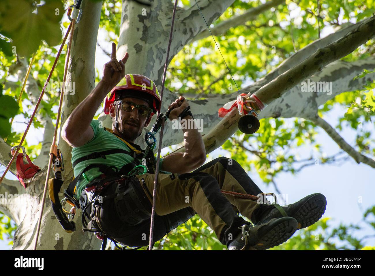 Tata, Hungary. 31st May, 2025. A competitor shows the sign of victory ...
