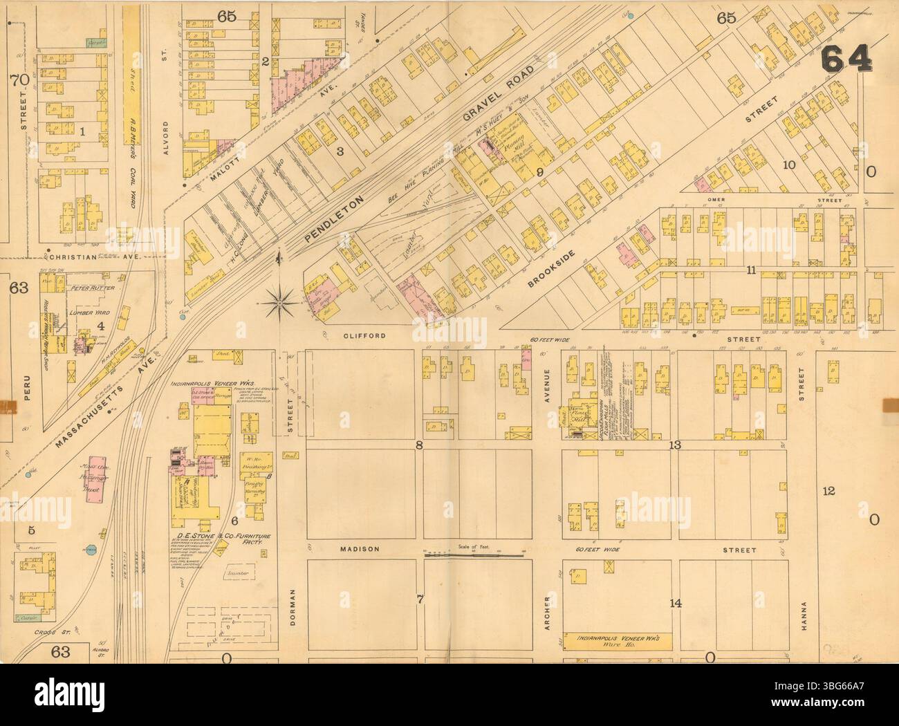 Sanborn Map #64 of Indianapolis from 1887 illustrates the city's ...