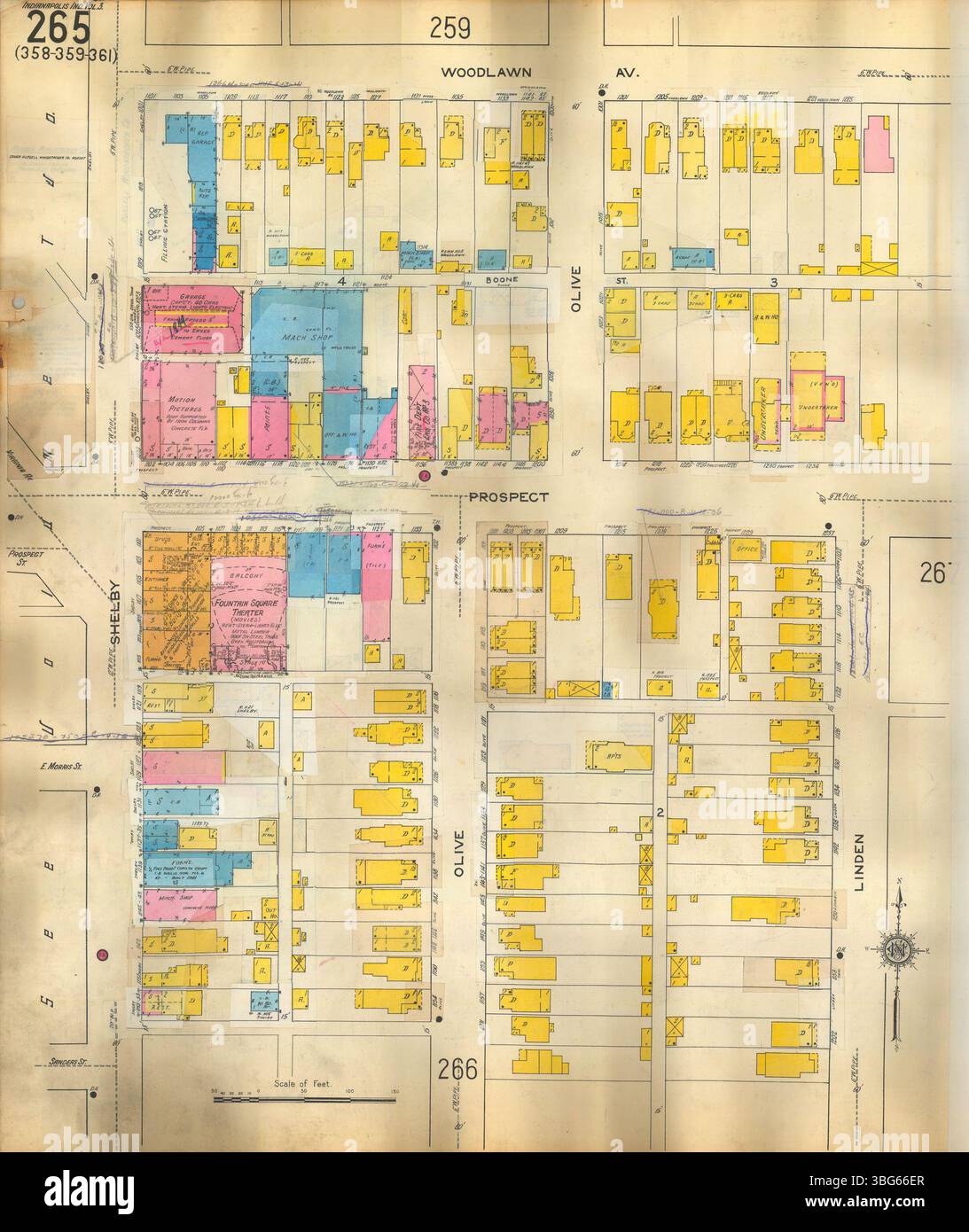 Sanborn Map #265 from 1940 depicts Indianapolis with detailed ...