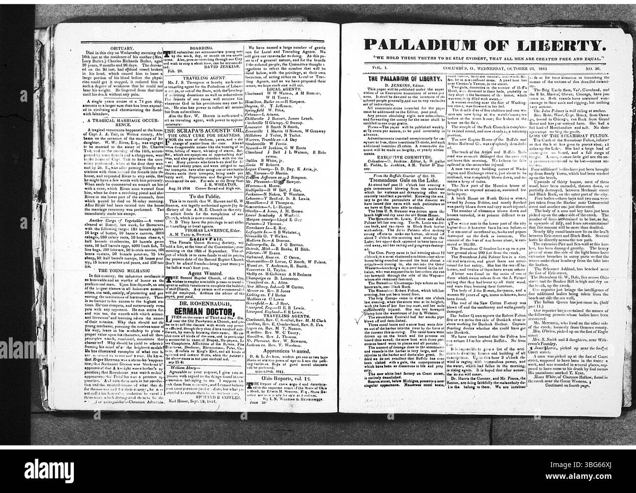 Published on October 16, 1844, the Palladium of Liberty was a short ...