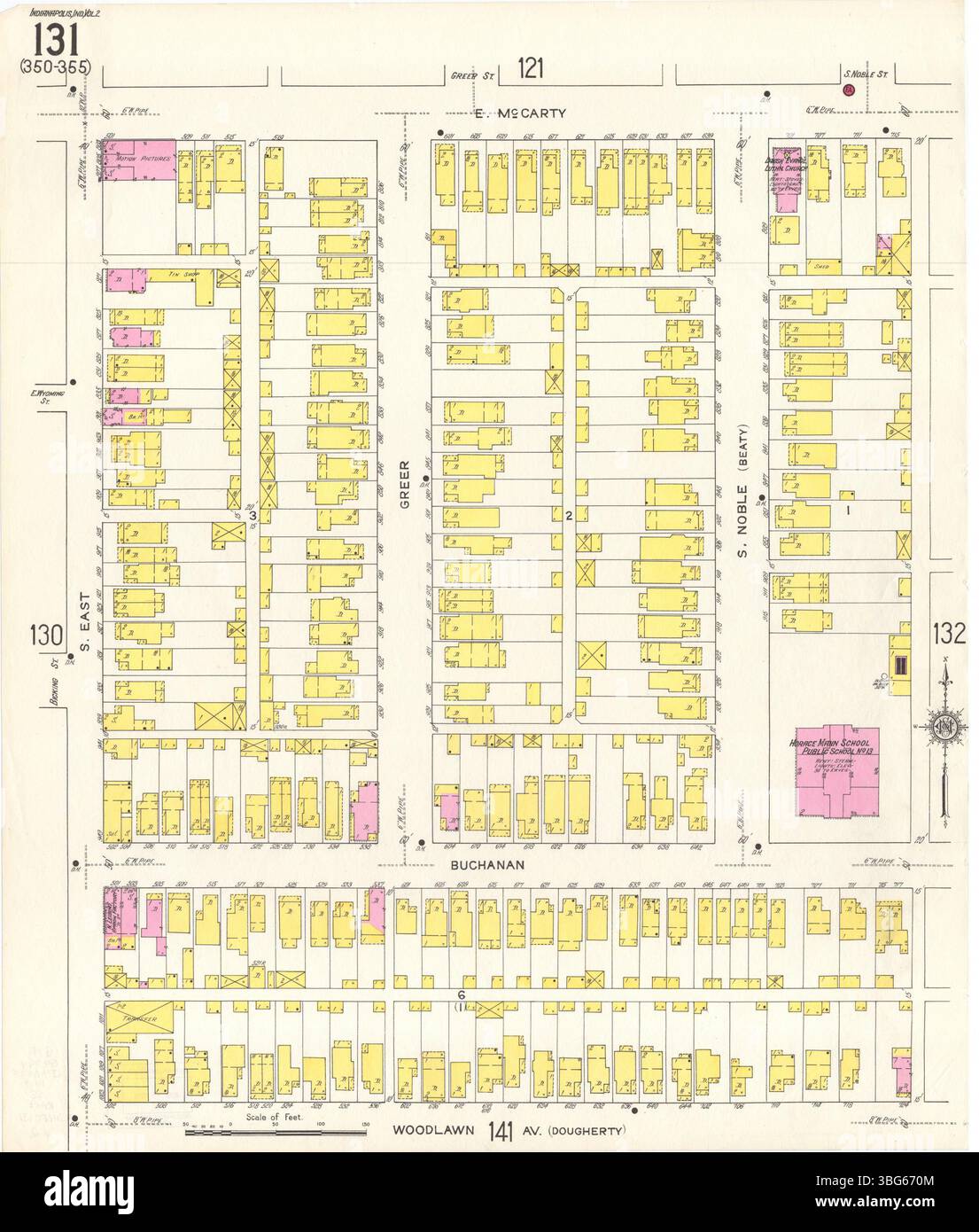 Sanborn Map #131 from 1915 depicts the infrastructure and urban design ...