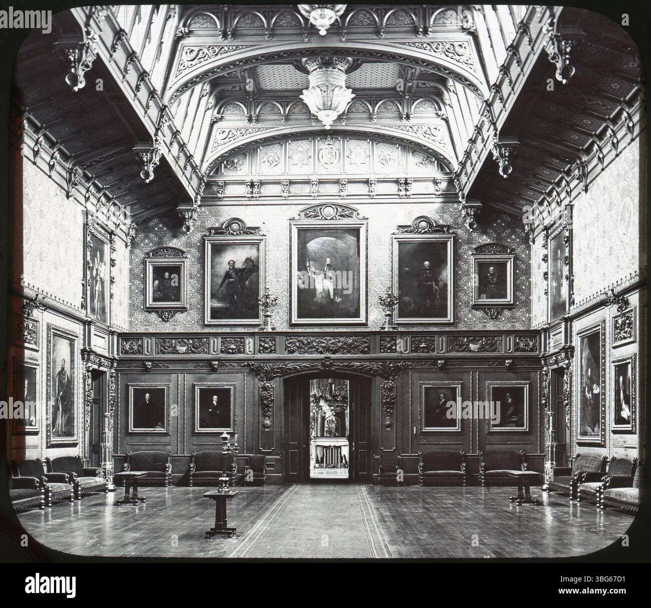 Wood carvings and portraits decorate the interior of the Waterloo ...