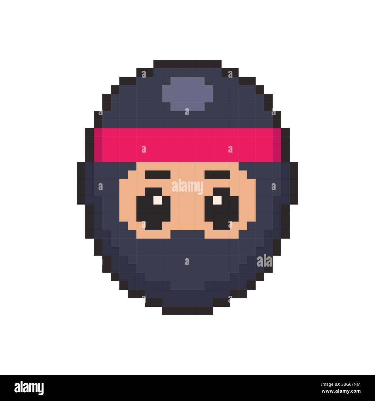 Pixel art Cute Ninja Face game asset design Stock Vector Image & Art ...