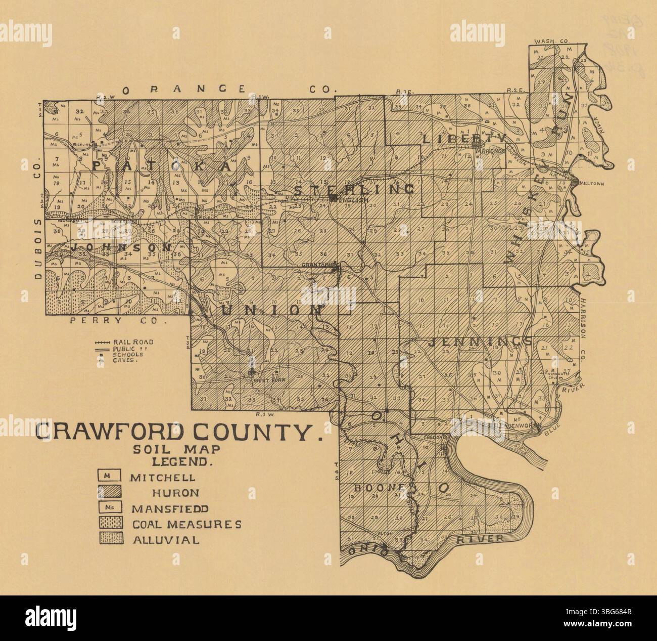 This map illustrates the soil distribution in Crawford County, Indiana ...