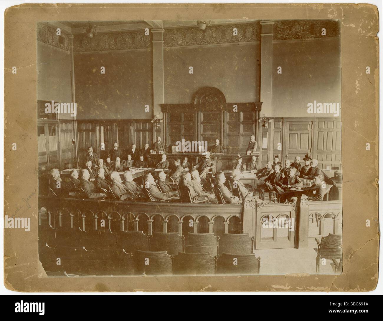 This sepia-toned photograph from 1895 shows Benjamin Harrison in a ...