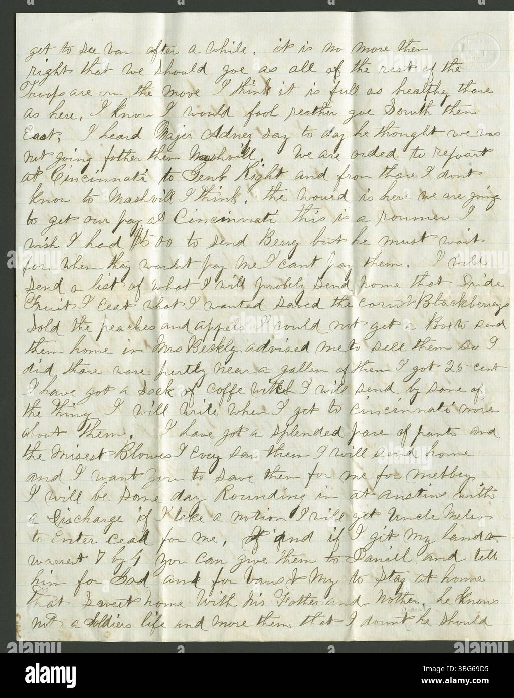 Page 2 of a Civil War-era letter from Edwin Brown to Almyra Brown ...