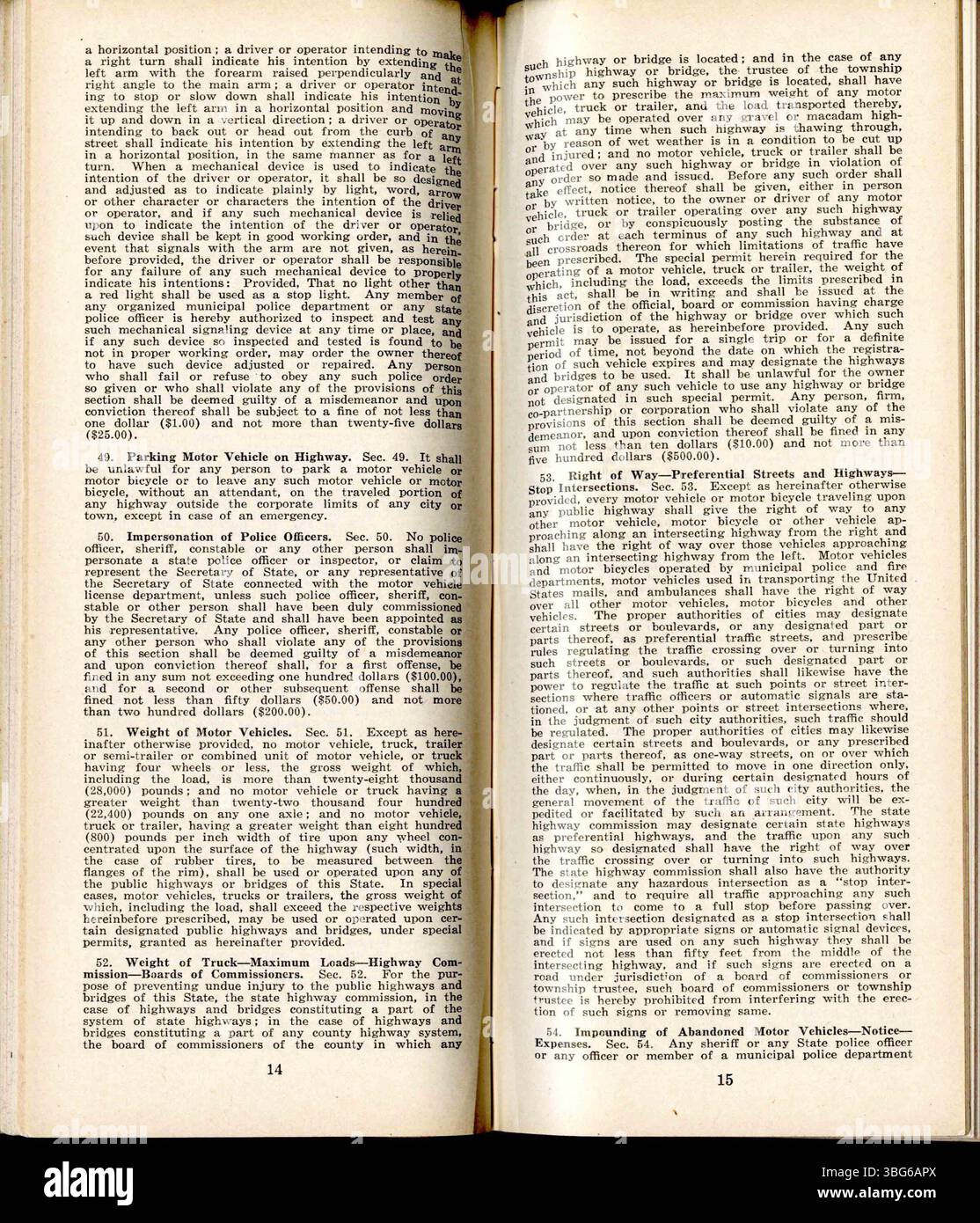 Page 11 of the 1927 Indiana motor vehicle and highway laws outlines the ...