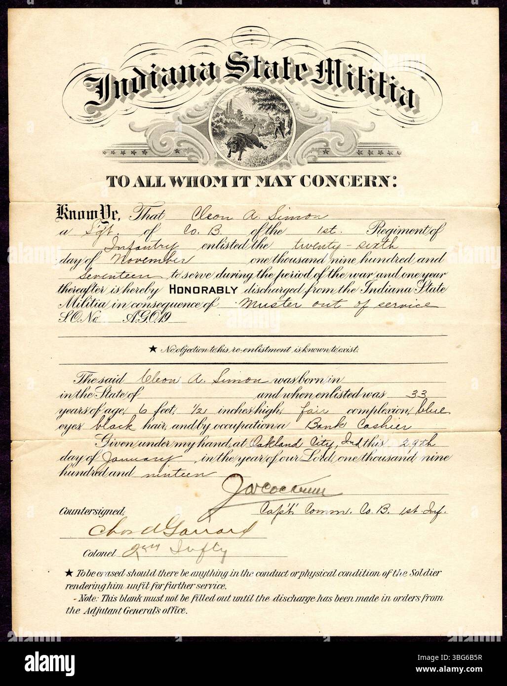 The discharge paper of Cleon A. Simon provides official documentation ...