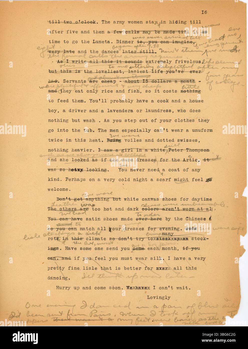 Typed and hand-corrected drafts of letters by Volinda Lucy Henderson ...