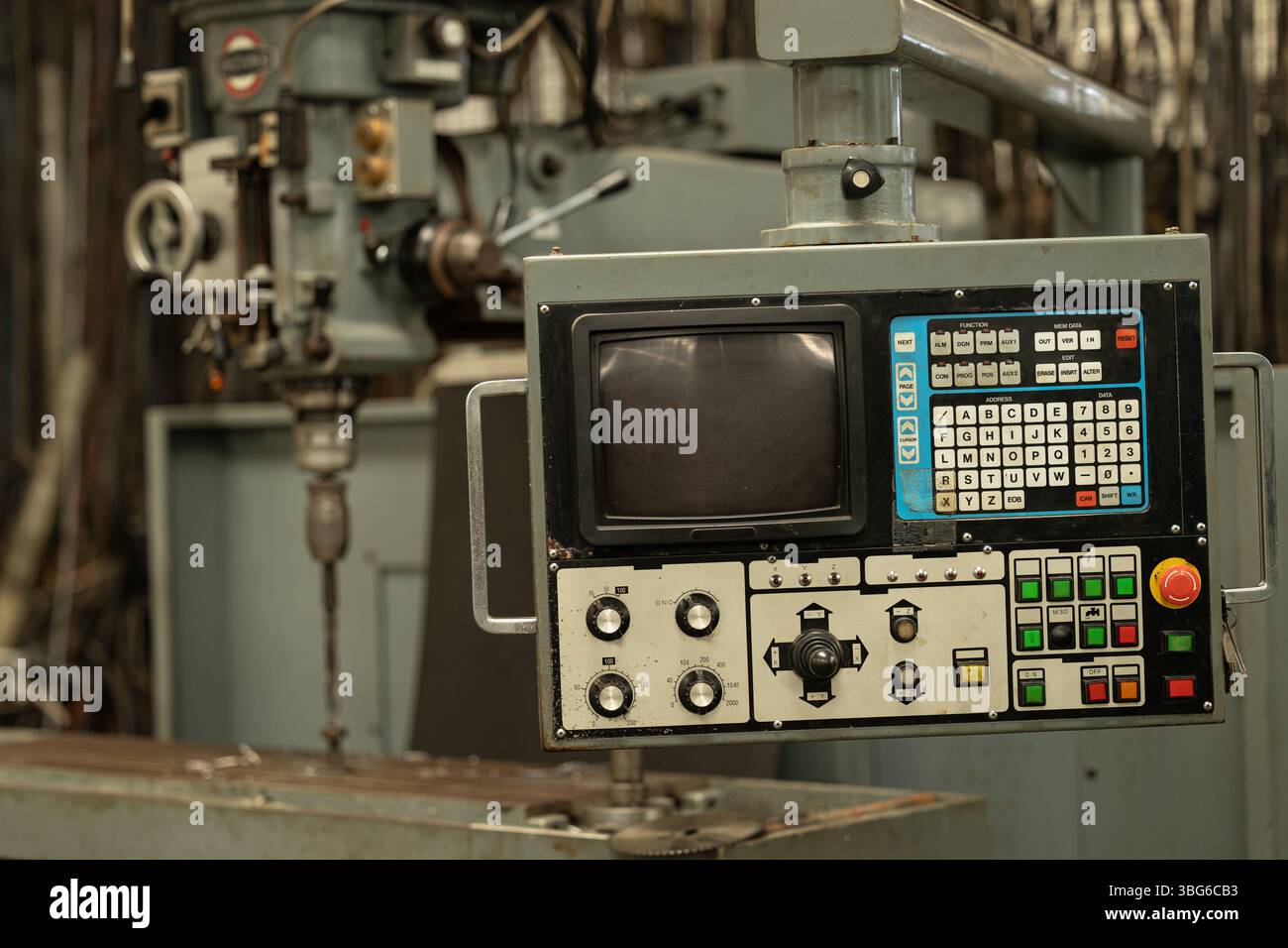 old lathe machine monitor control panel with button switch for metal ...